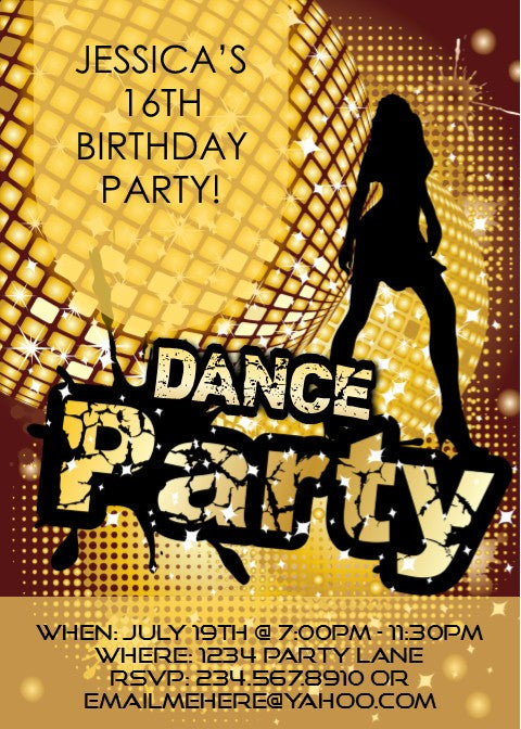Dance Party Invitation - Editable – Queen of Theme Party Games