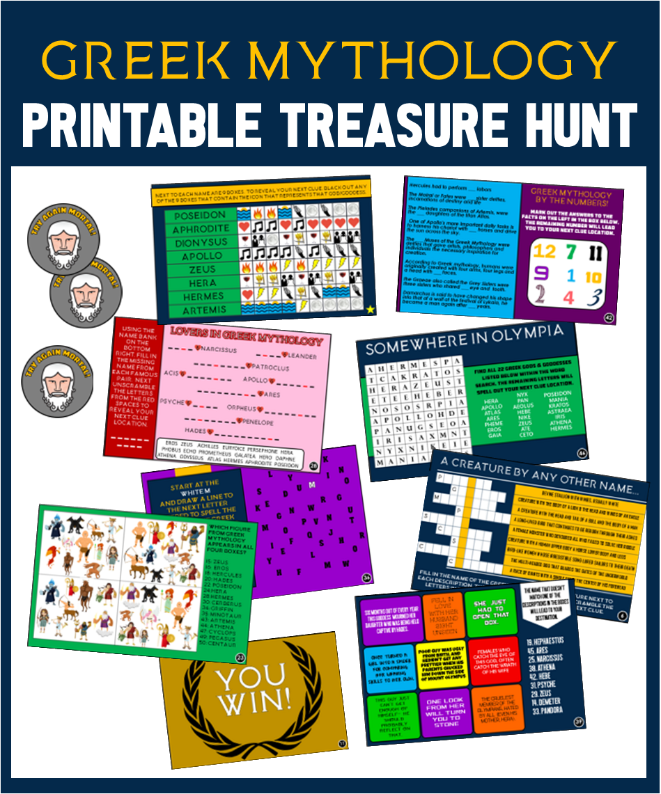 Greek Mythology Trivia Hunt - Printable Party Game! – Queen of Theme ...