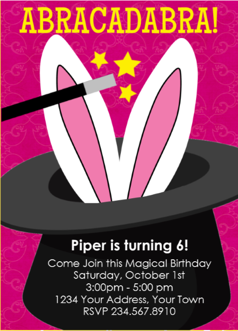 Magic Magician Party Invitation 4 - Editable! – Queen of Theme Party Games